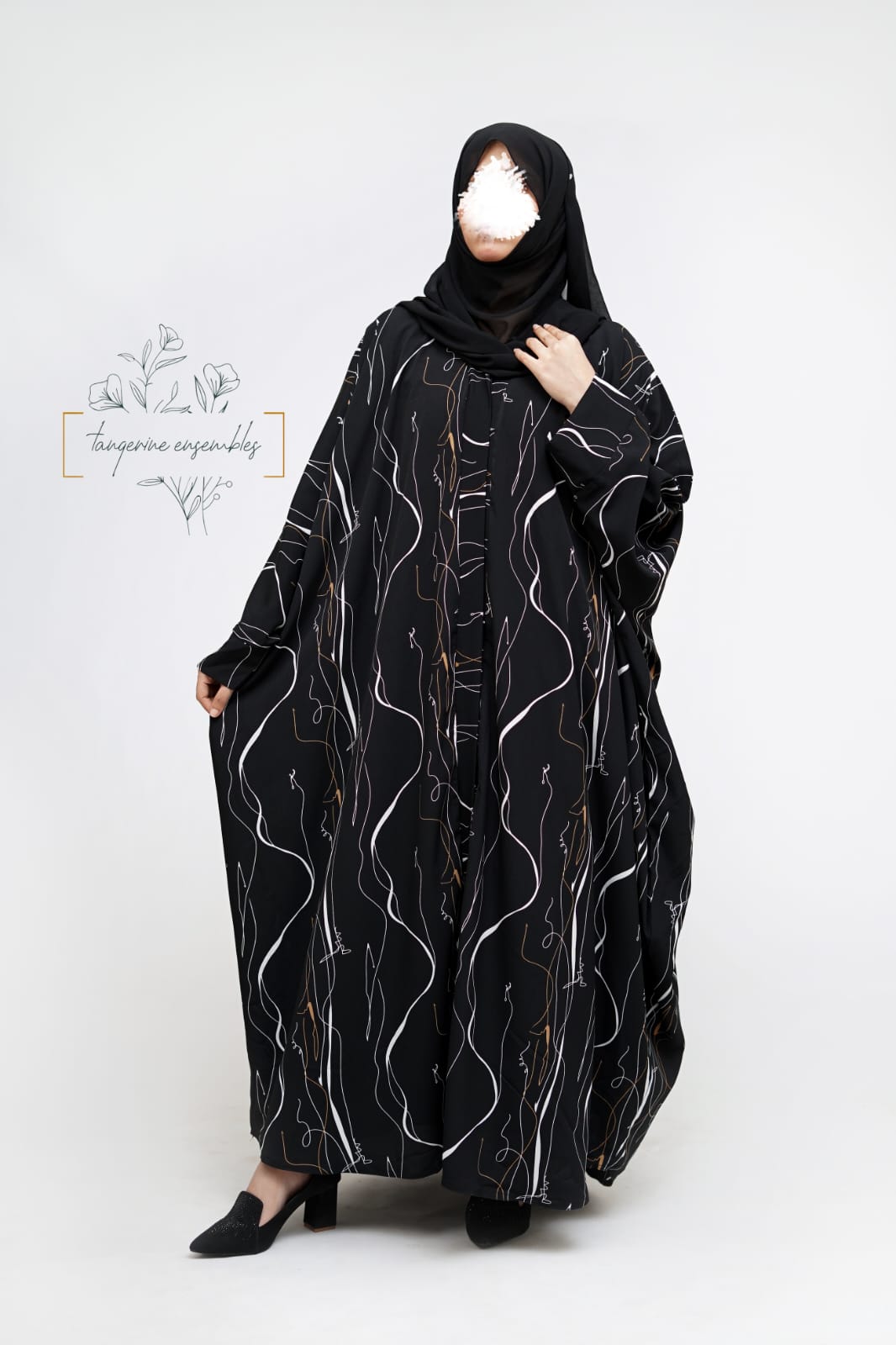 Butterfly Print Abaya - Elegant Georgette Abaya | Tangerine Ensembles ...